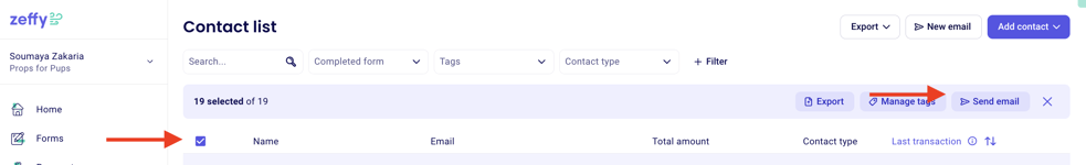 How to email your contacts in Zeffy